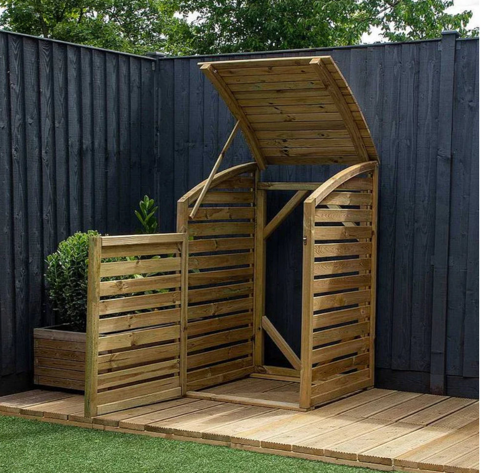 Mercia Single Wheelie Bin Storage Pressure Treated Timber – Verti Green